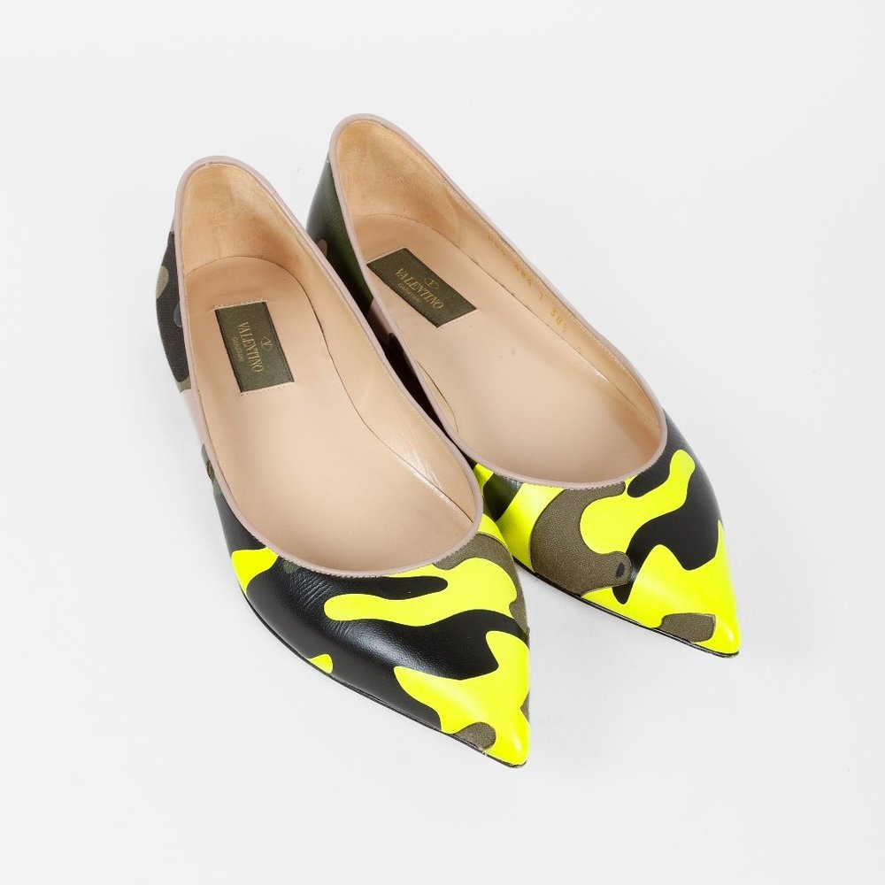 Valentino Neon Camo Flats - Gem
